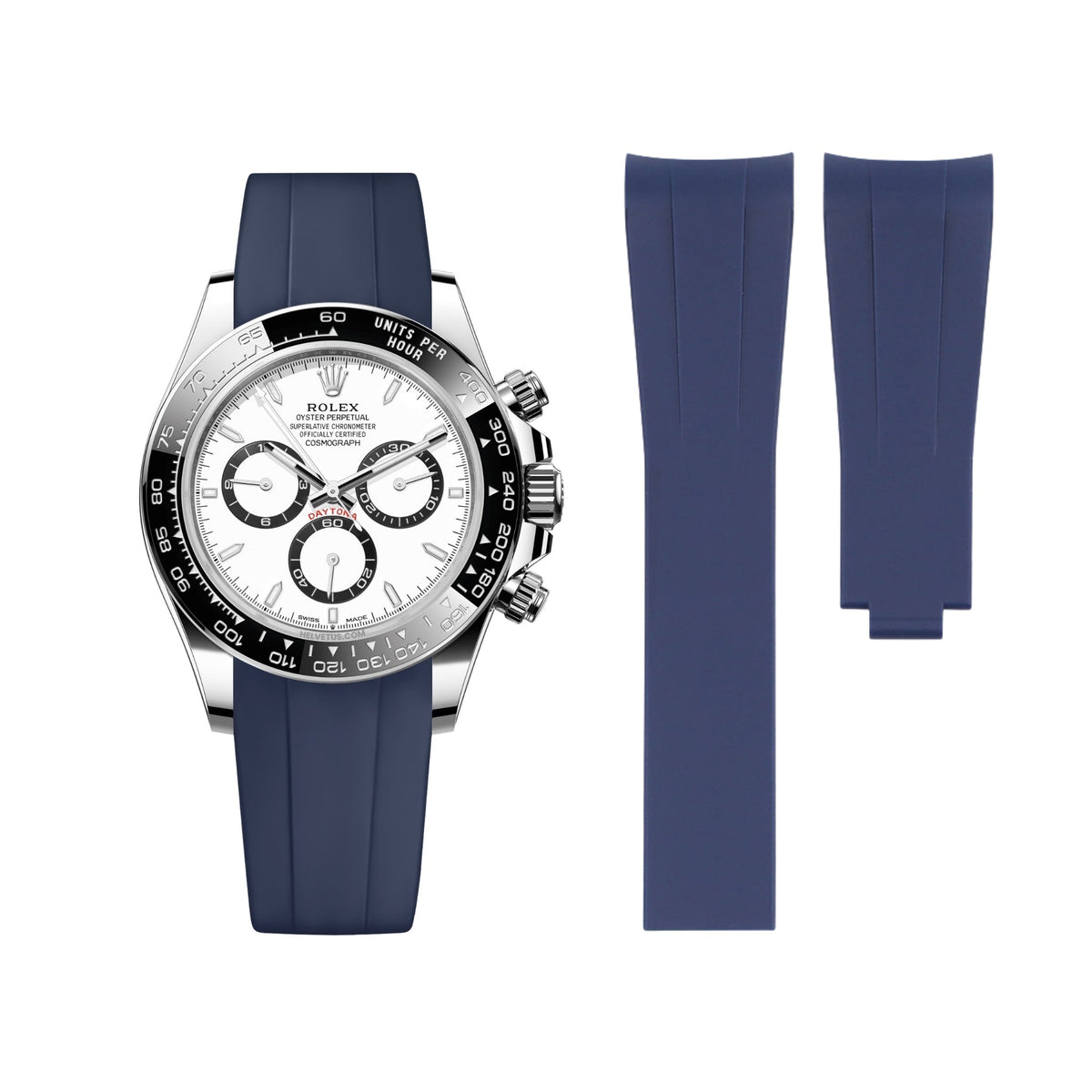 Navy Blue Rubber Strap for Rolex Daytona – Deep Color | Helvetus®